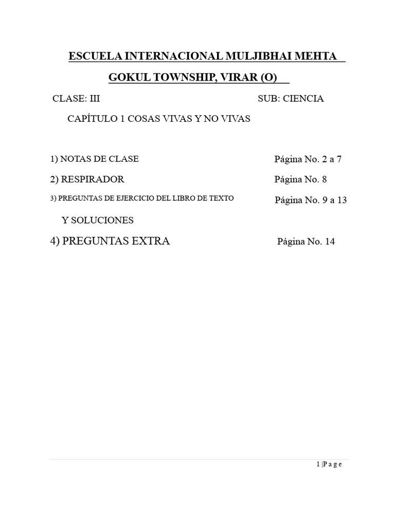 39740-PDF Notas Grado - 3 Ciencia Lección 1 Cosas Vivas y No Vivas ...