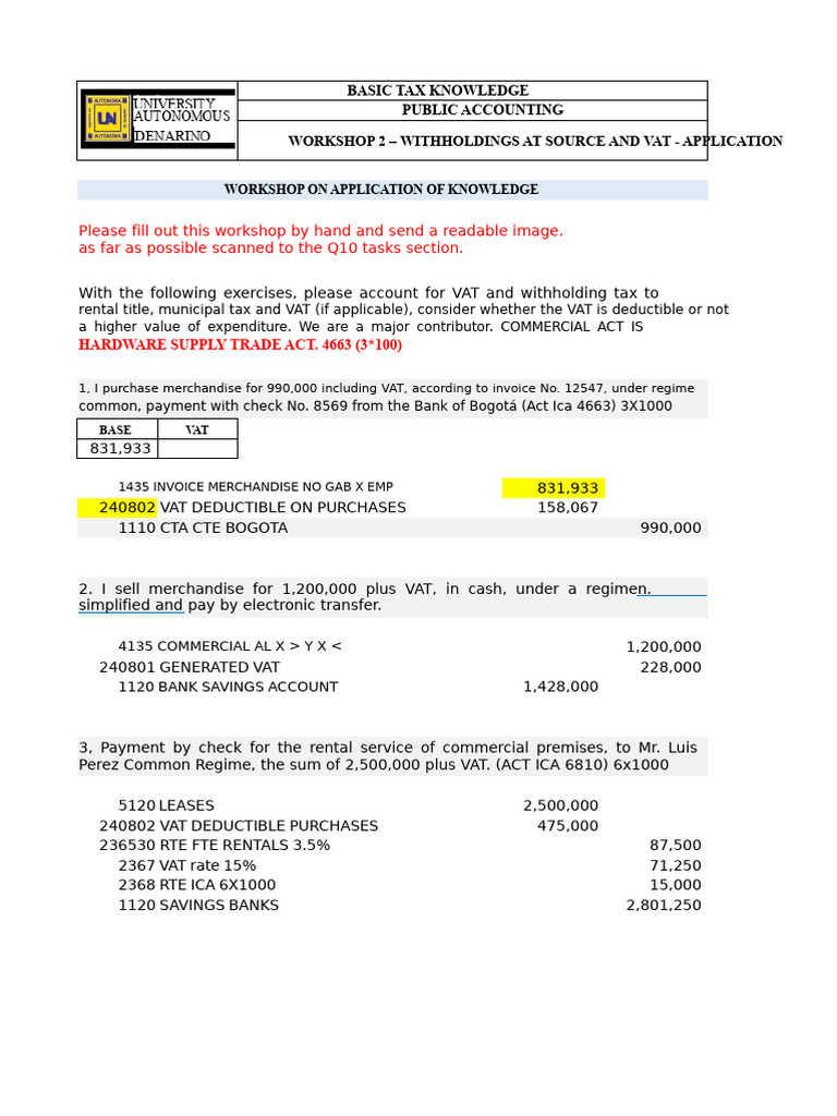 Tax Withholdings and VAT Workshop Guide | PDF | Value Added Tax | Taxes