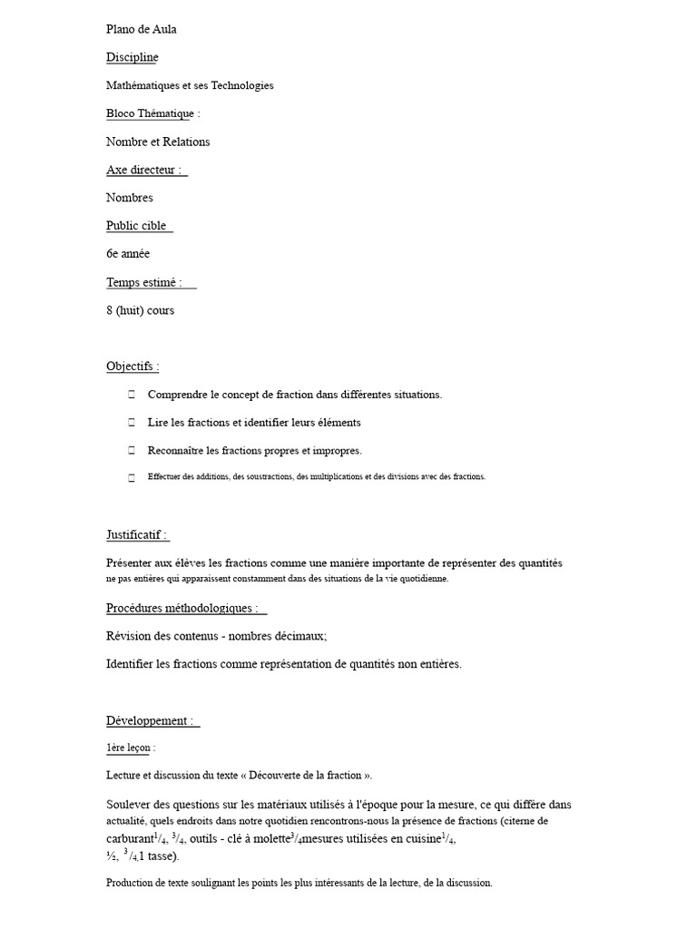 Enseignement des Fractions en 6e Année | PDF | Égypte antique | Nombre