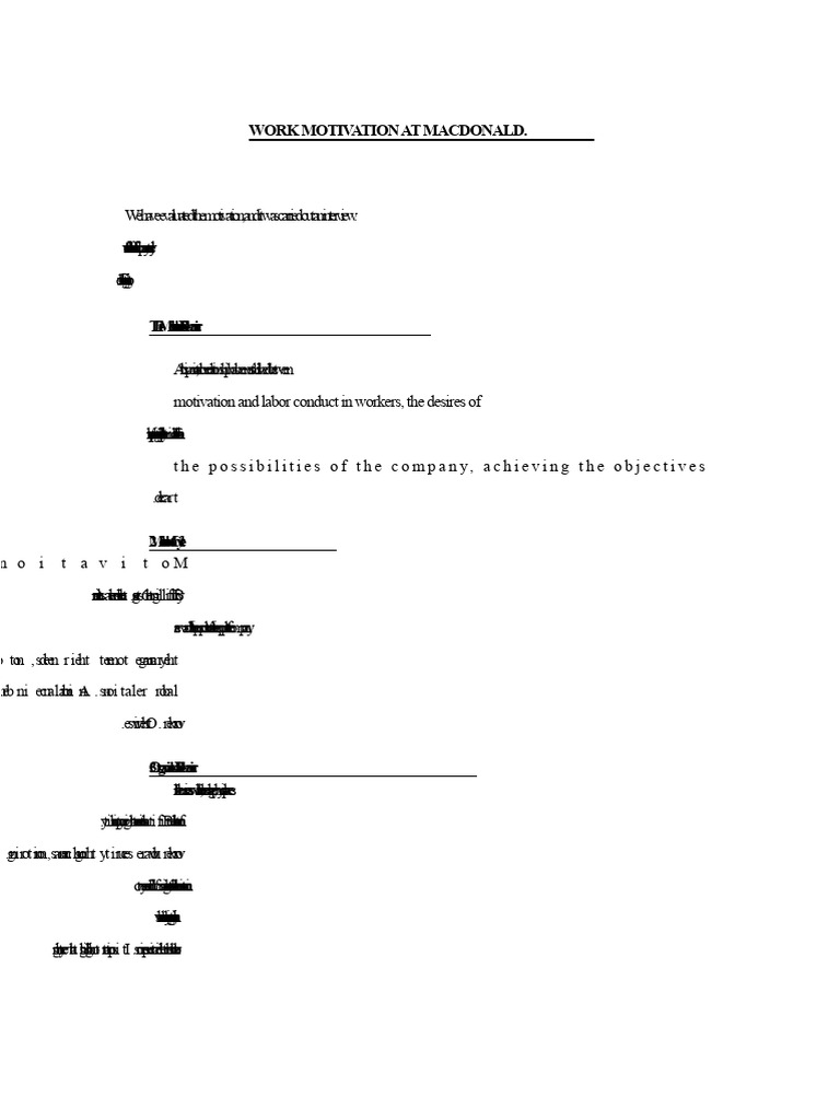 Work Motivation at McDonald's | PDF | Behavioural Sciences | Biological ...