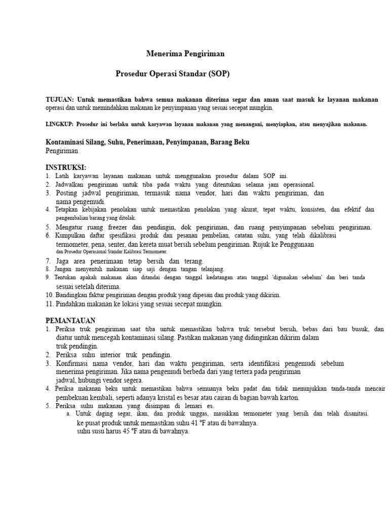 SOP Menerima-Pengiriman | PDF