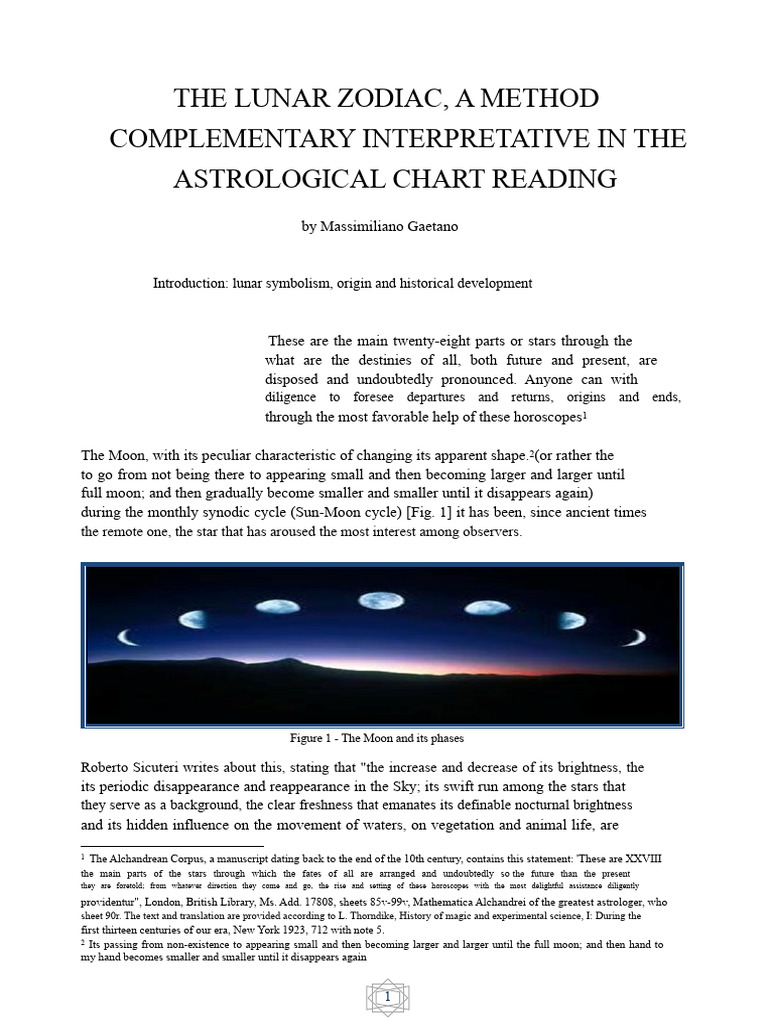 The Lunar Zodiac, A Complementary Interpretative Method in Reading The ...