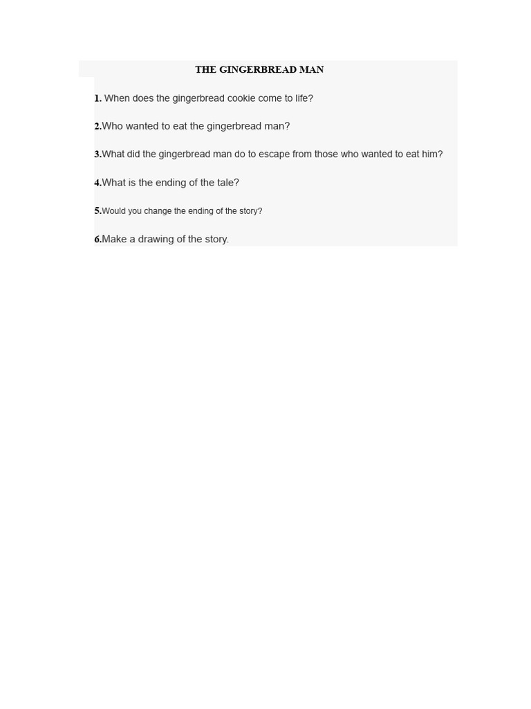 The Gingerbread Man Activities | PDF