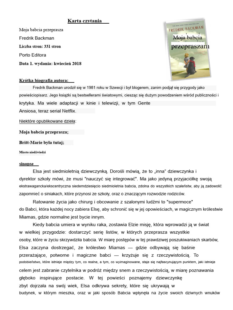 Moja Babcia Przeprasza | PDF