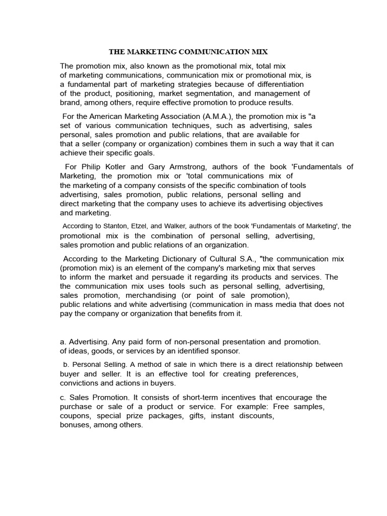 Understanding the Marketing Communication Mix | PDF | Marketing | Sales