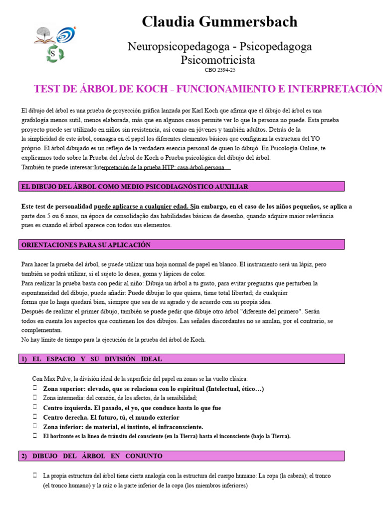 Test de Árbol de Koch: Interpretación y Aplicación | PDF | Timidez | Dibujo