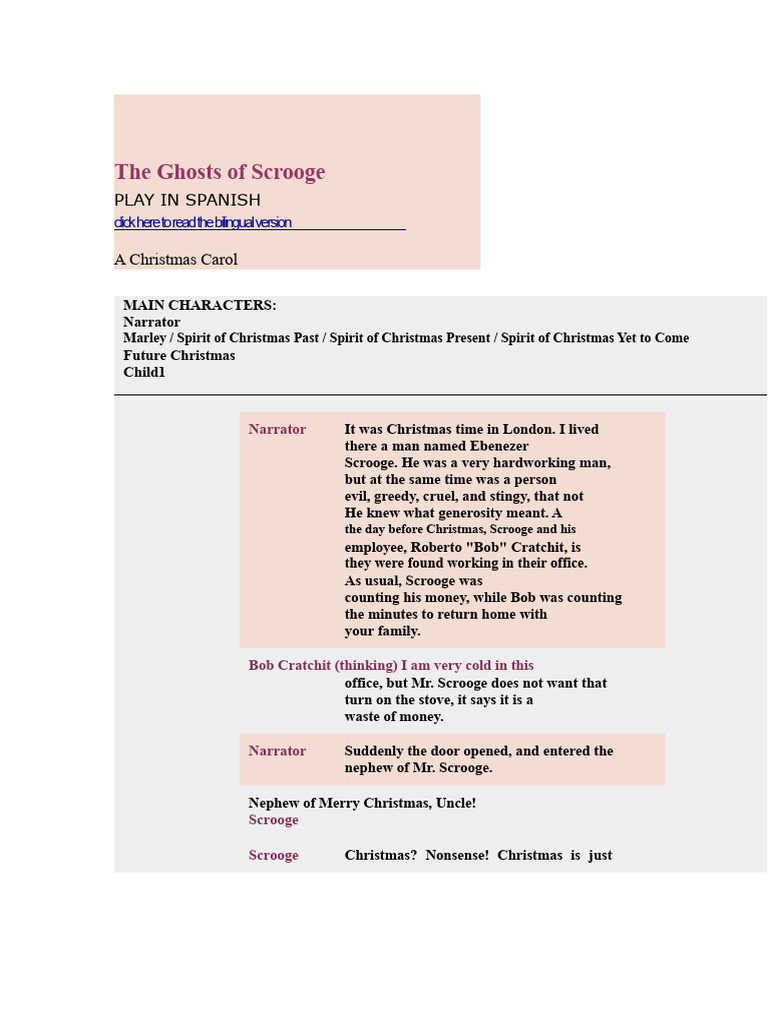 Scrooge's Christmas Carol Play Script | PDF | Ebenezer Scrooge | Christmas