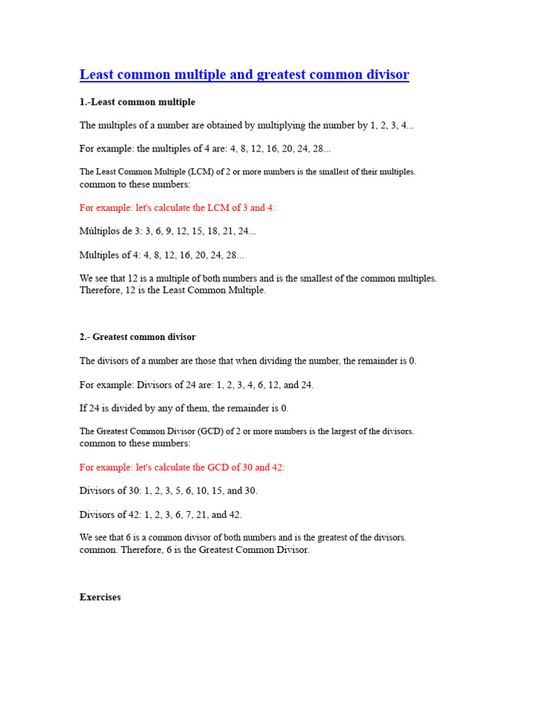 LCM and GCD Explained with Examples | PDF | Arithmetic | Abstract Algebra