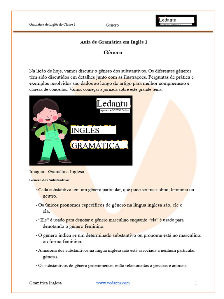 Gênero dos Substantivos em Inglês | PDF | Gênero | Estudos de Gênero