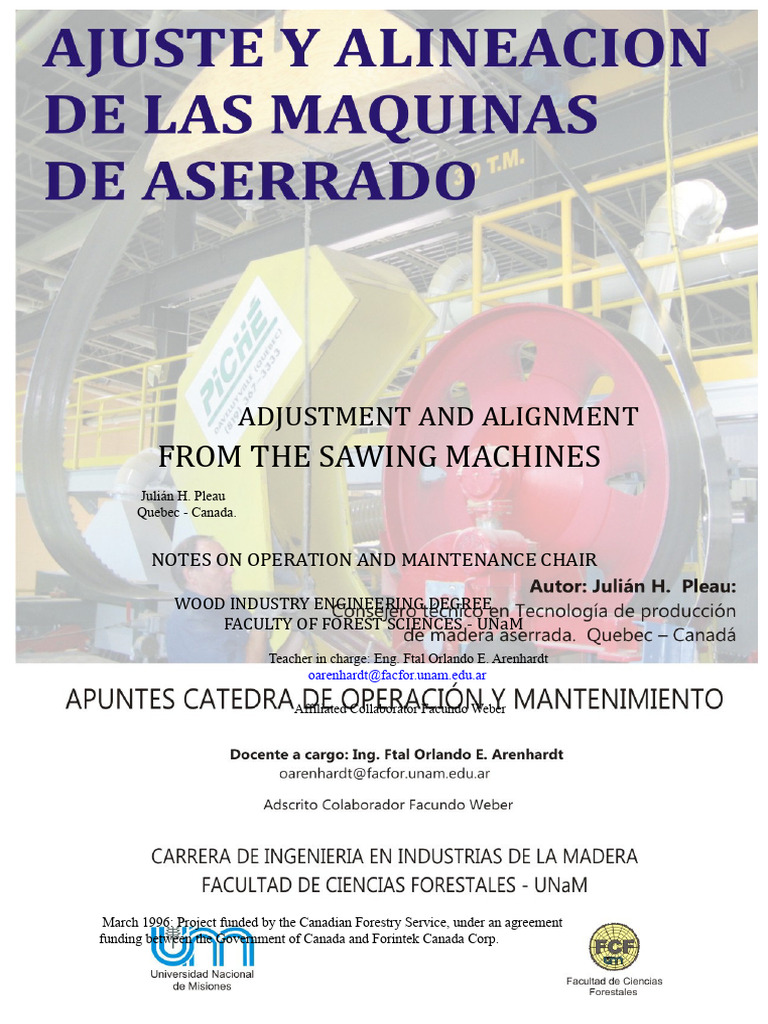 Sawmill Machine Alignment Guide | PDF | Screw | Wheel