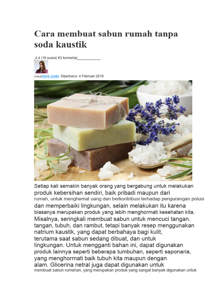 Cara Membuat Sabun Tanpa Soda Kaustik | PDF