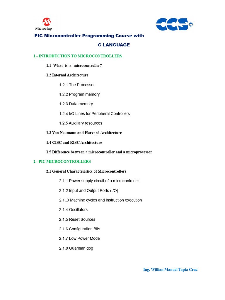 Microcontroller Programming Course With PIC in C Language | PDF ...
