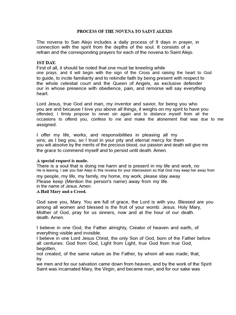 Prayer To Saint Alejo | PDF | God The Father | Mary, Mother Of Jesus