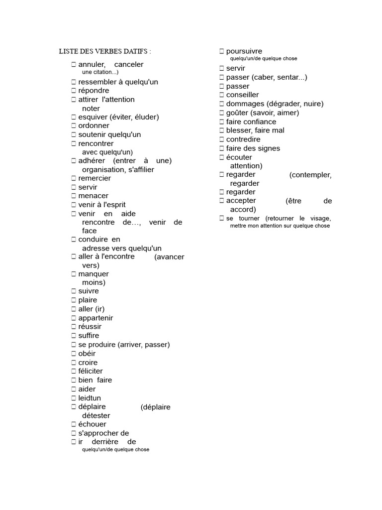Liste de verbes allemands avec datif | PDF | Syntaxe | Linguistique