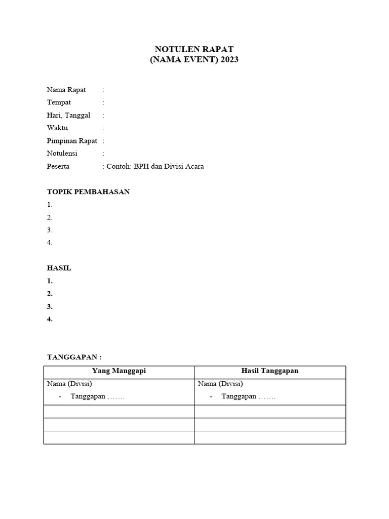 Template Notulen Rapat | PDF
