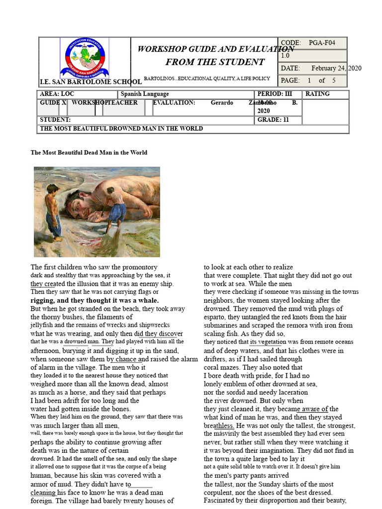 Typical Responses Ifces - The Most Beautiful Drowned Man in The World ...