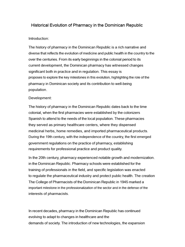 Evolution of Pharmacy in the Dominican Republic | PDF | Pharmacy ...