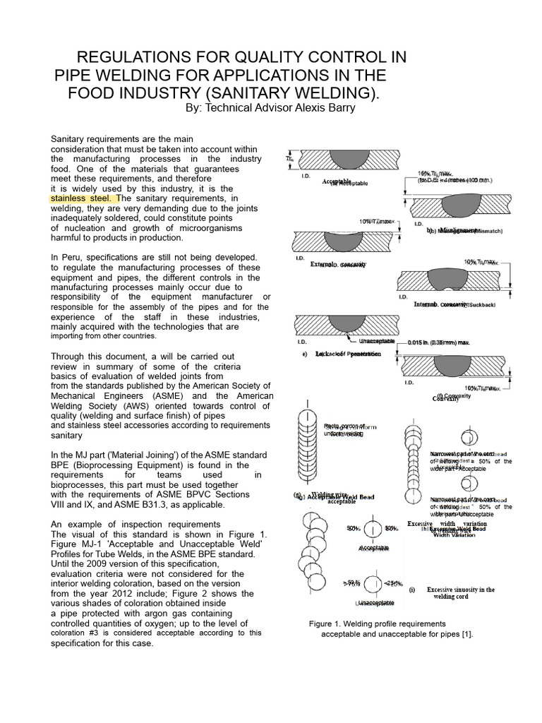 Quality Control in Sanitary Pipe Welding | PDF | Pipe (Fluid Conveyance ...