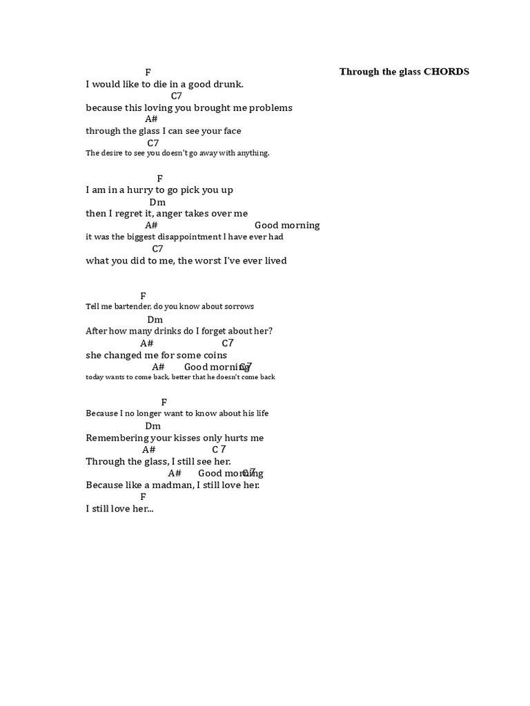 Through The Glass CHORDS | PDF