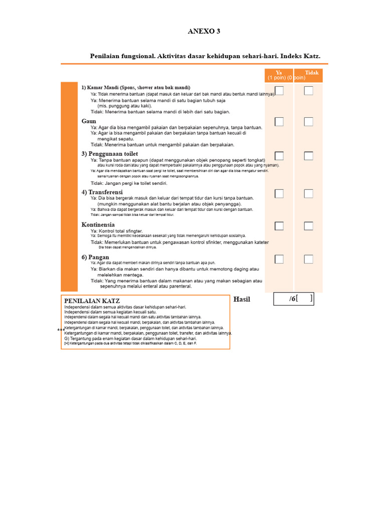 Anexo 3-Escala Katz | PDF