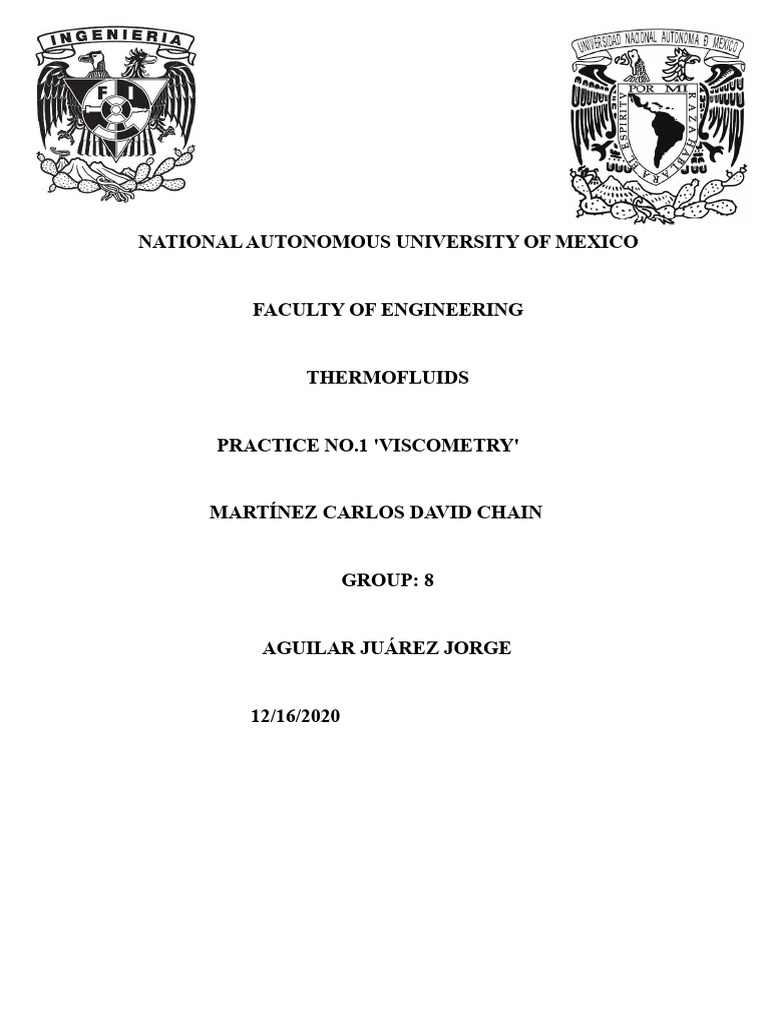 Practice 1 Thermofluid Viscosity | PDF | Viscosity | Liquids
