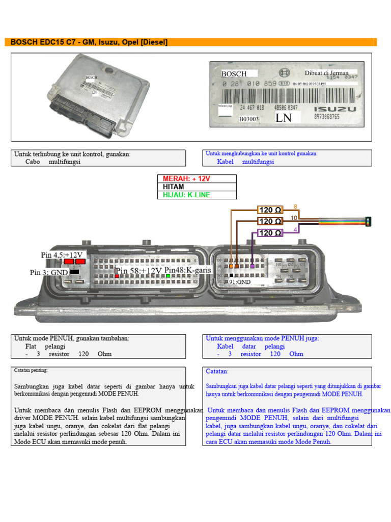 Pinout Bosch Edc15 C7 GM Opel Isuzu | PDF