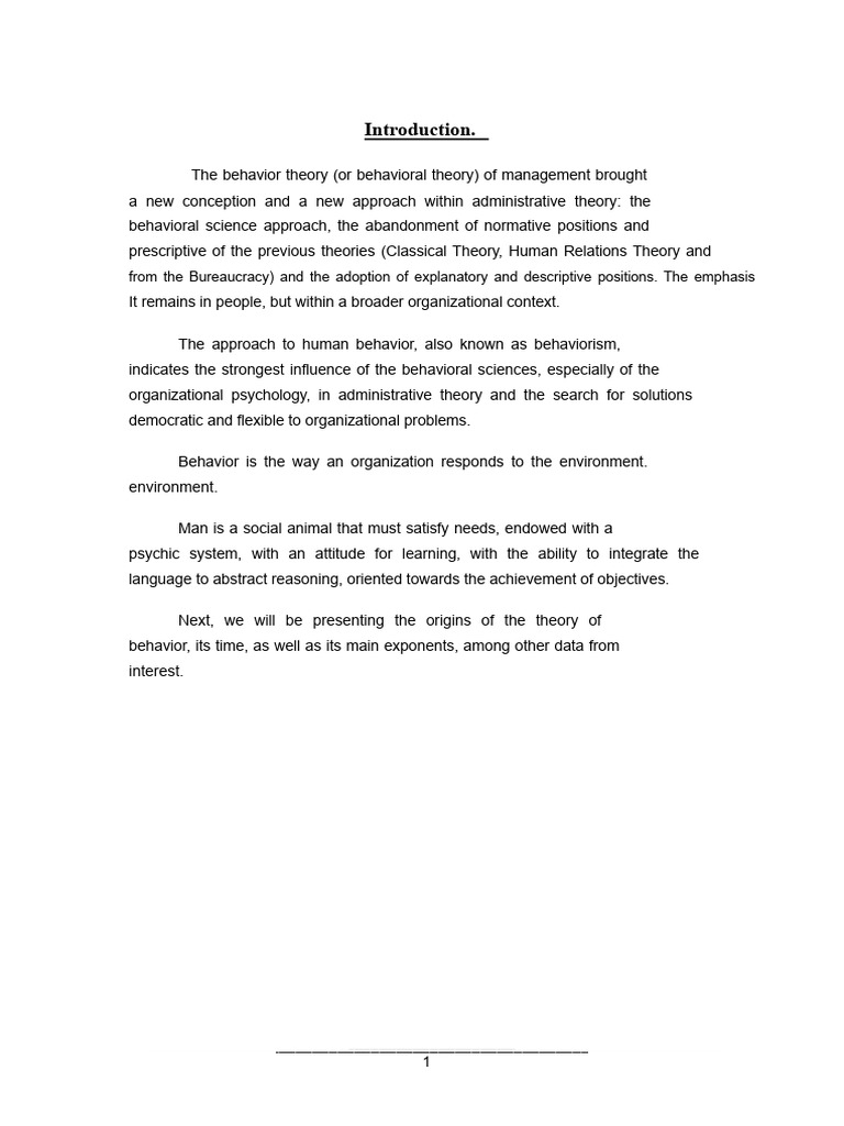 Origin of The Theory of Behavior | PDF | Behaviorism | Psychology