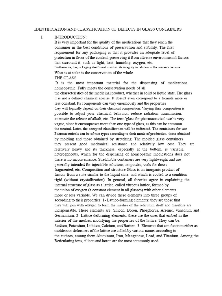 Defect Identification in Glass Containers | PDF | Glasses | Materials