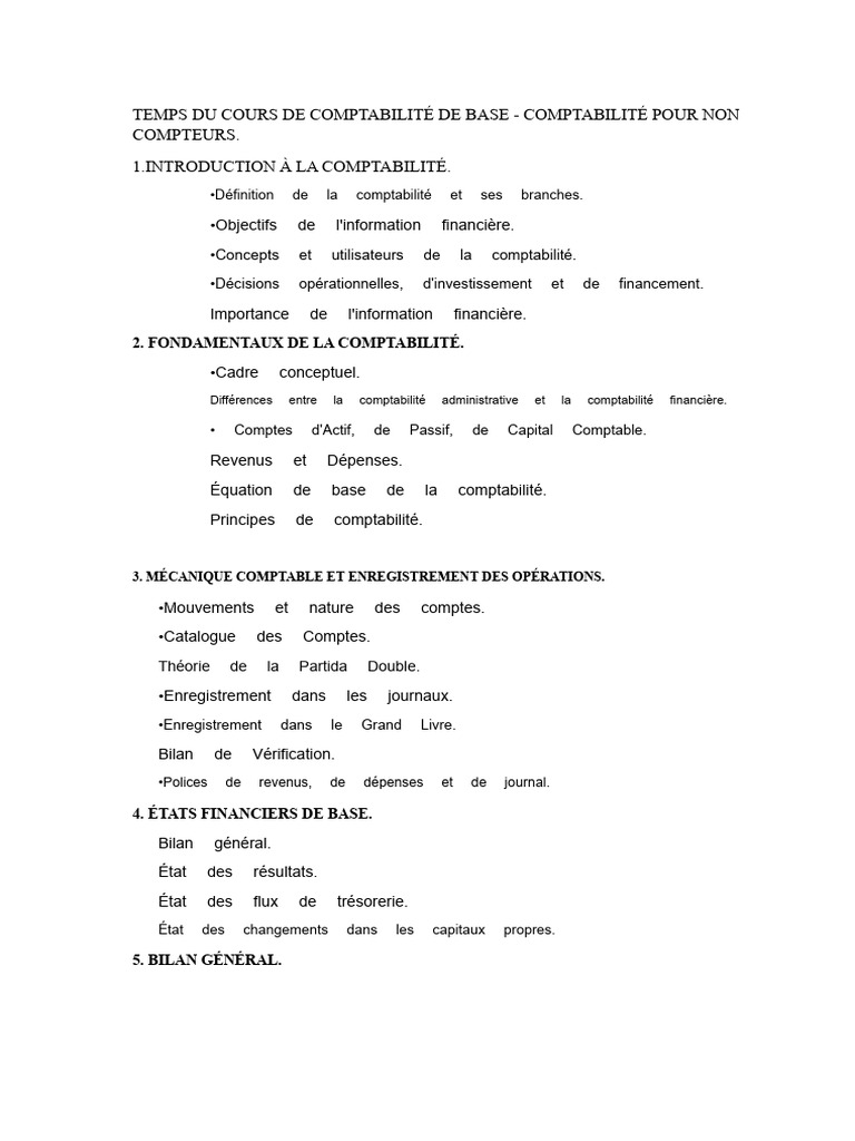 Cours de Comptabilité de Base pour Non-Experts | PDF | Comptabilité ...