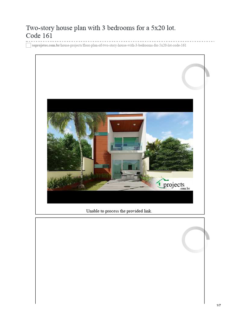 Duplex House Plan With 3 Bedrooms For 5x20 Lot - Code 161 | PDF