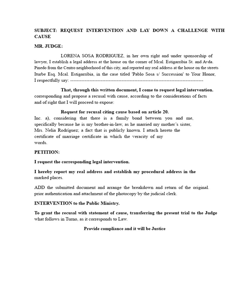 Recusal Request With Cause | PDF