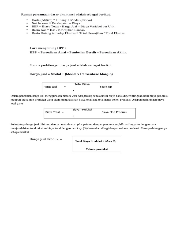 Rumus Persamaan Dasar Akuntansi | PDF