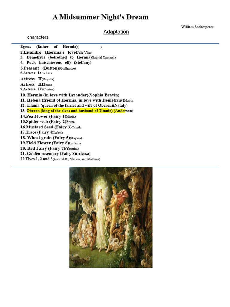 A Midsummer Night's Dream - Adapted Version | PDF | A Midsummer Night's ...