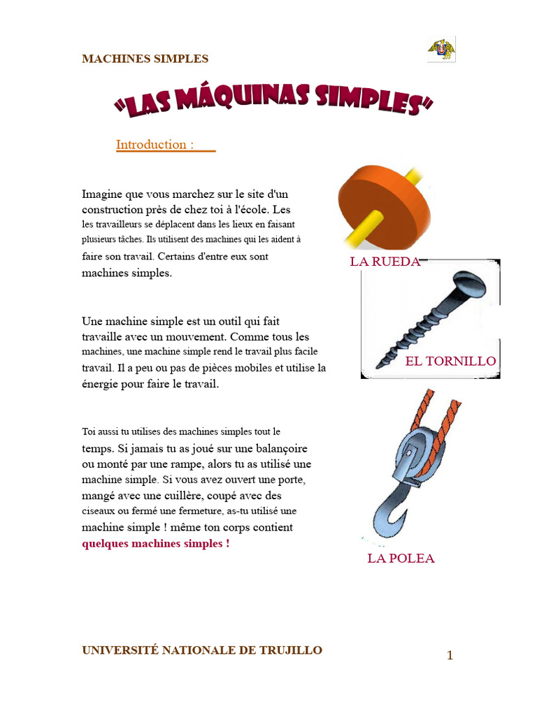 Introduction aux machines simples | PDF | Levier (mécanique ...