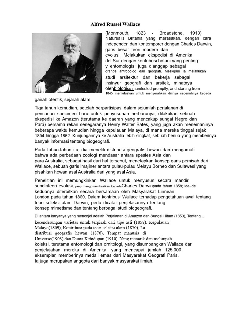 Alfred Russel Wallace: Pionir Teori Evolusi | PDF
