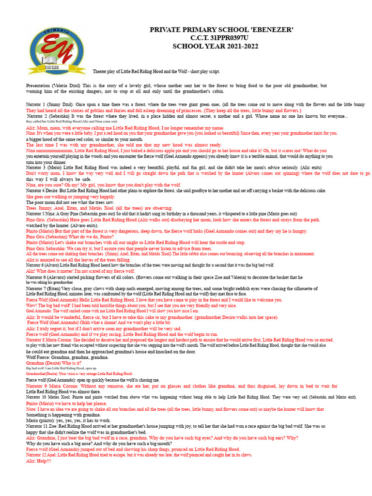Little Red Riding Hood Play Script | PDF | Little Red Riding Hood