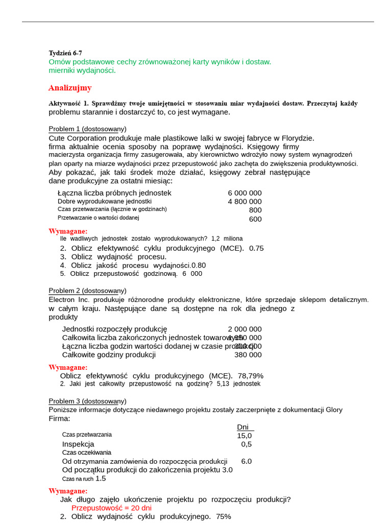 3 Tygodnie 6 7 ULO A Analiza 1 Klucz 1 | PDF