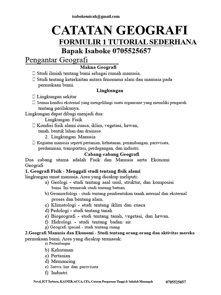 ZJC Geografi Form 1 Catatan | PDF