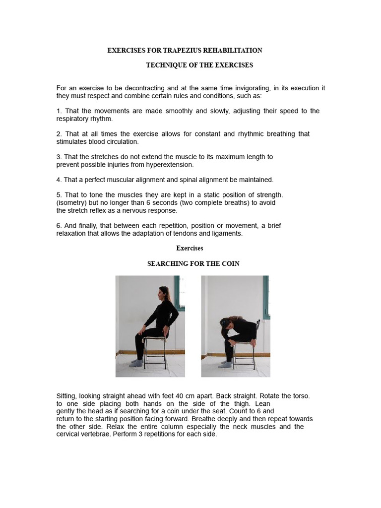 Trapezius Rehabilitation Exercises Guide | PDF | Anatomical Terms Of ...