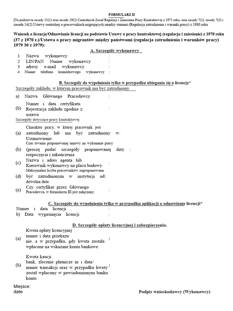 Wniosek o Odnowienie LL Form II (Centralny) | PDF