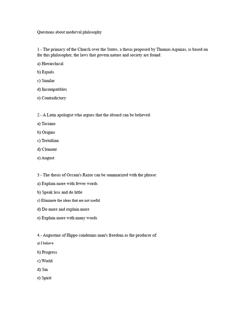 Questions About Medieval Philosophy | PDF