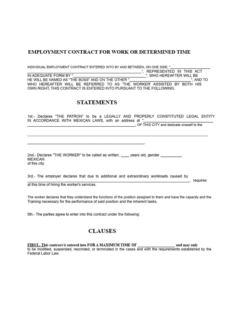 Work Contract For A Specific Job | PDF | Employment | Labour Law