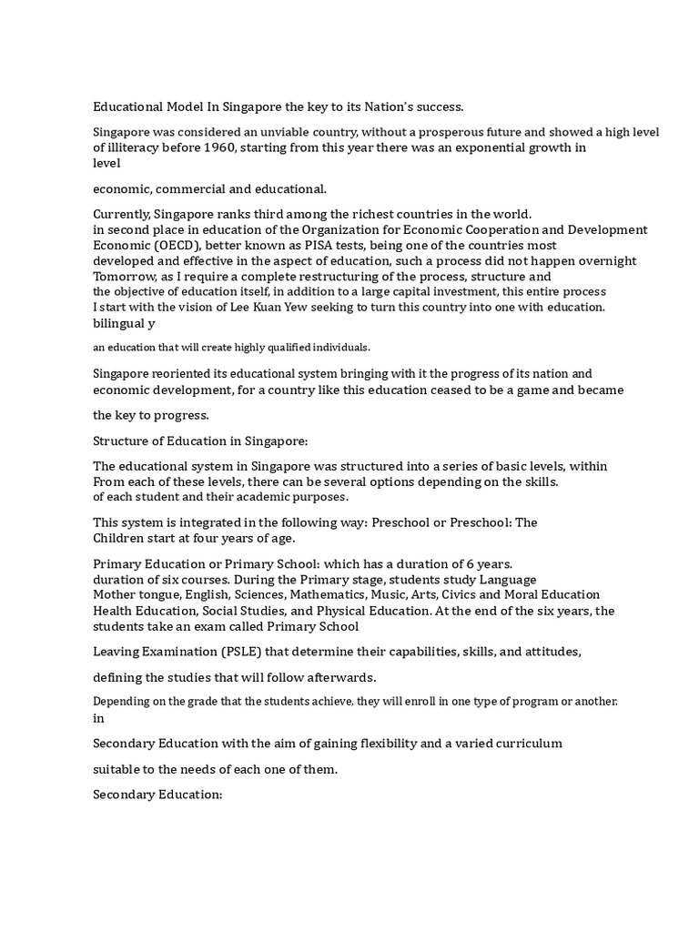 Singapore's Successful Education Model | PDF | Teachers | Secondary ...