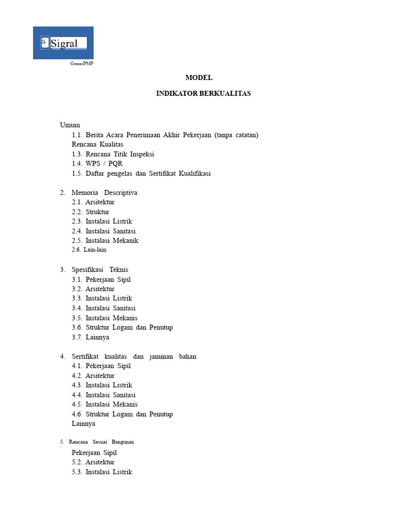 MODEL - Indeks Dossier Kualitas | PDF