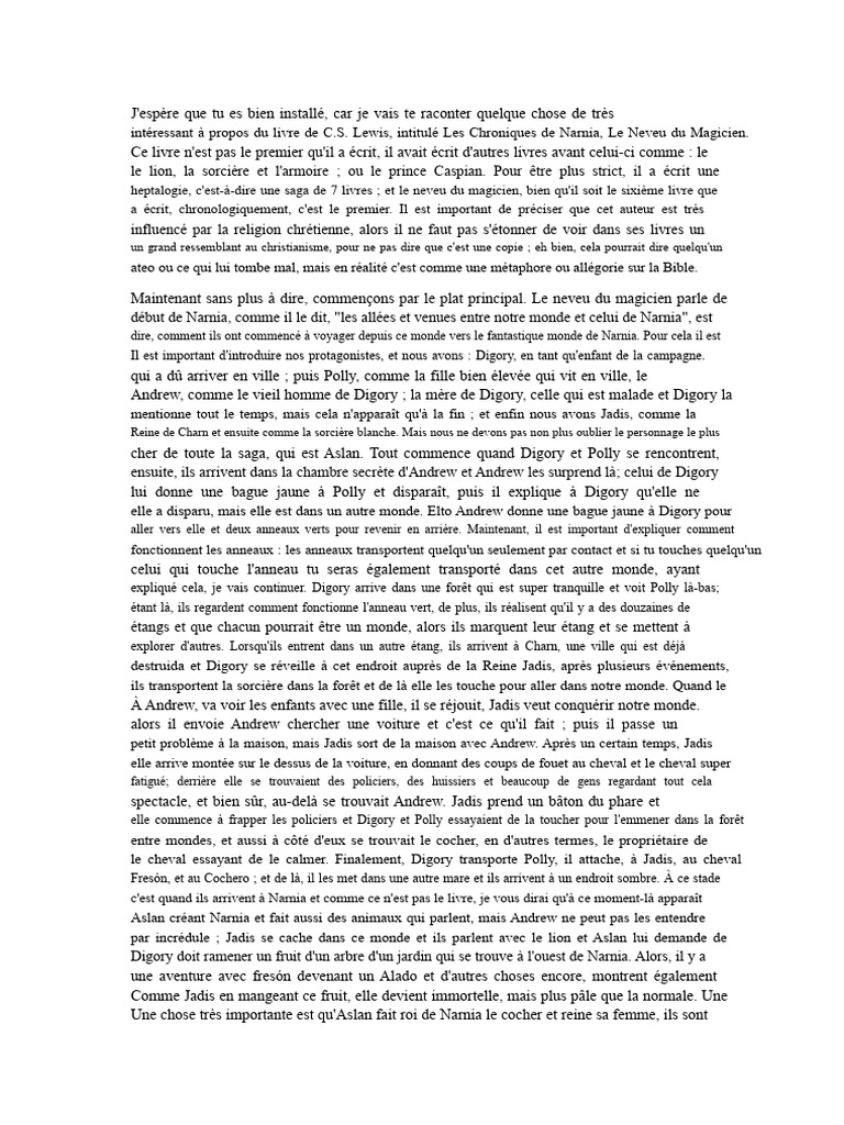 Essai Du Neveu Du Magicien | PDF