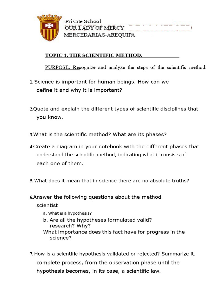 Scientific Method Practice 1ST Year of High School. | PDF | Hypothesis ...