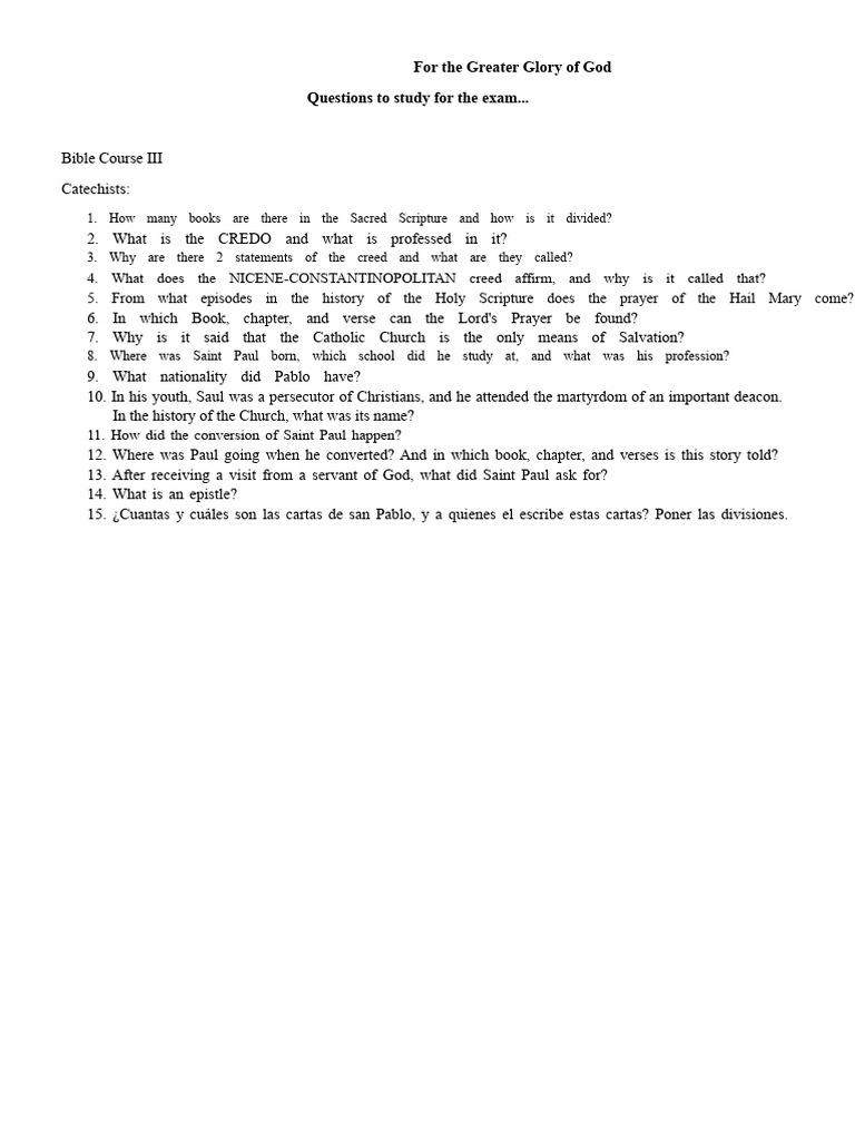 Exam Questions About Saint Paul of Tarsus | PDF