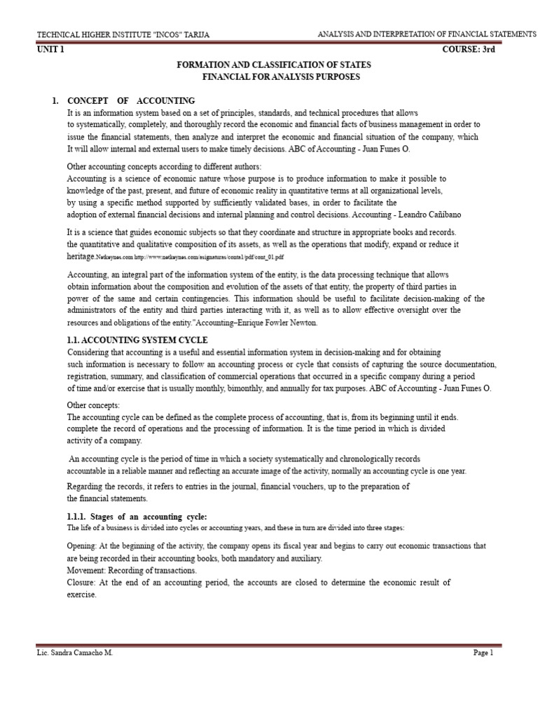 Unit 1. Shaping and Classification of Financial Statements For Analysis Purposes | PDF | Balance ...