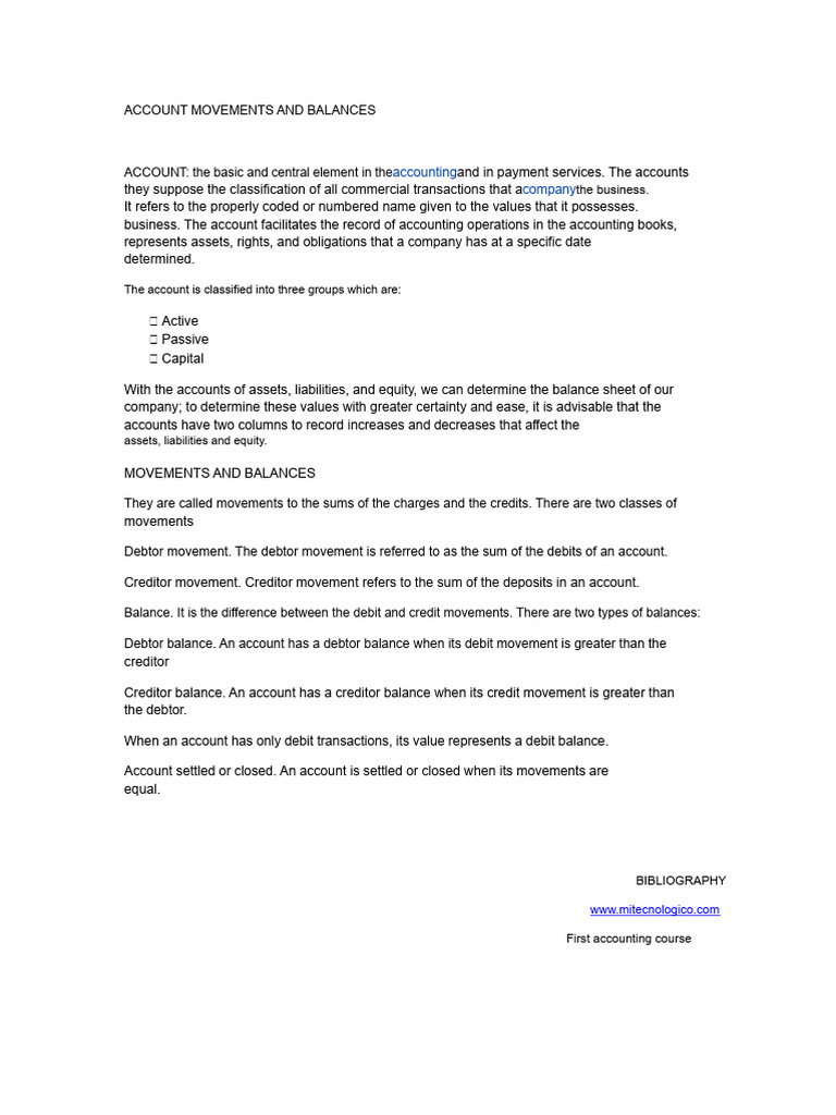 Account Movements and Balances | PDF