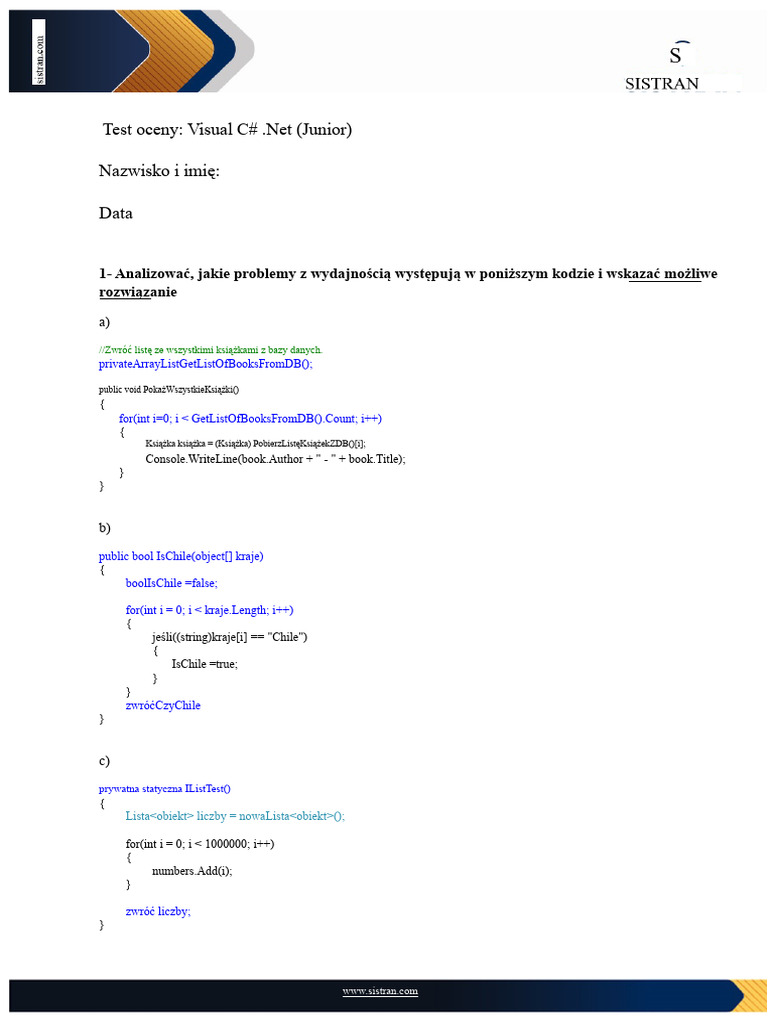 Test C# .NET Junior | PDF